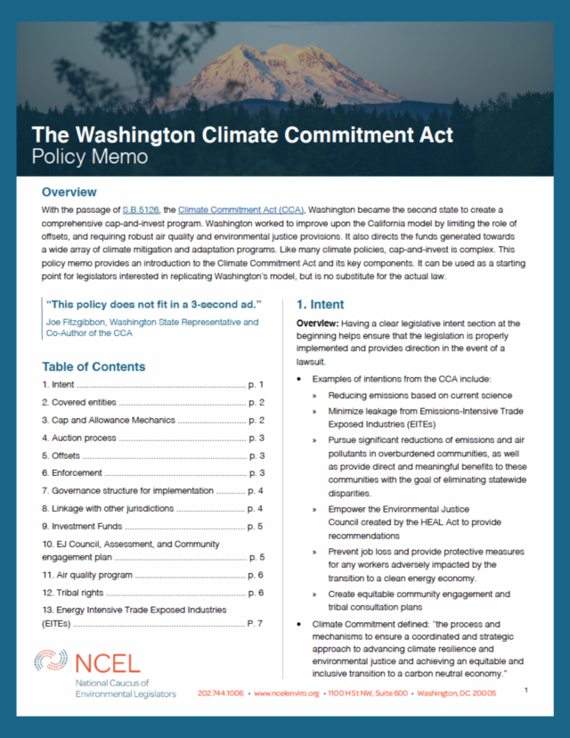 Policy Memo: The Washington Climate Commitment Act | National Caucus of ...